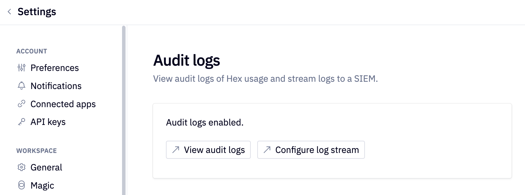 Audit logs overview | Learn | Hex Technologies