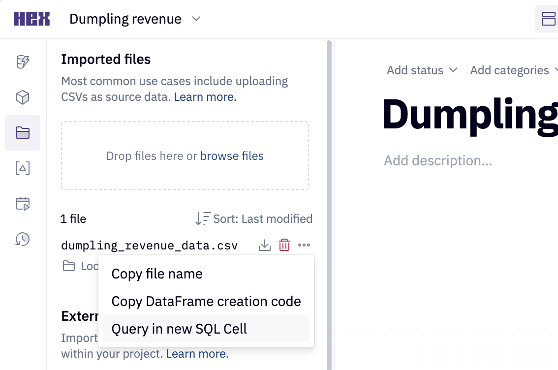 Upload files | Learn | Hex Technologies
