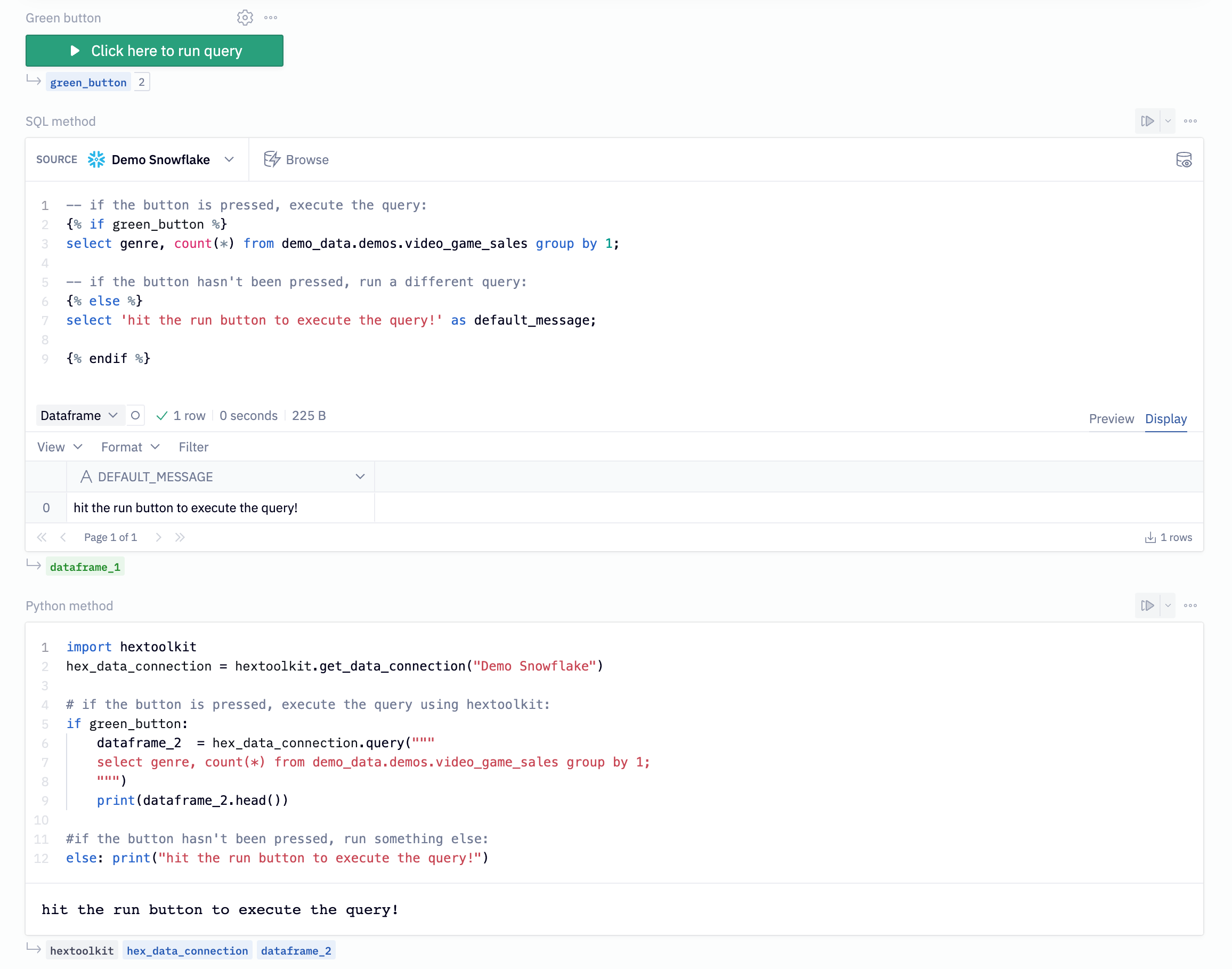 Run button inputs | Learn | Hex Technologies