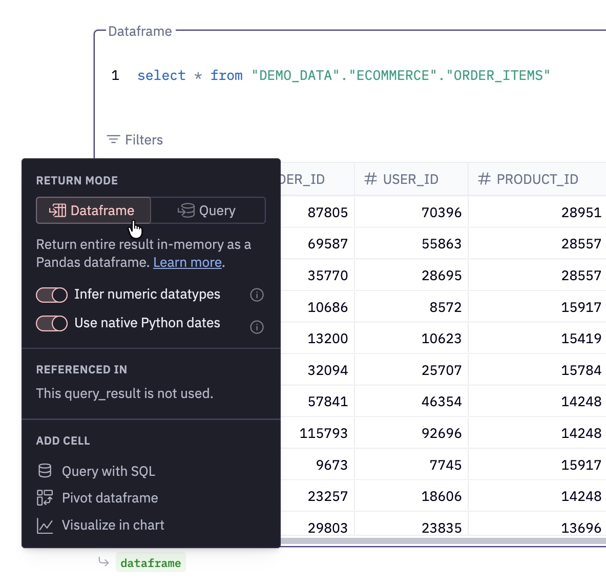 SQL cells introduction | Learn | Hex Technologies