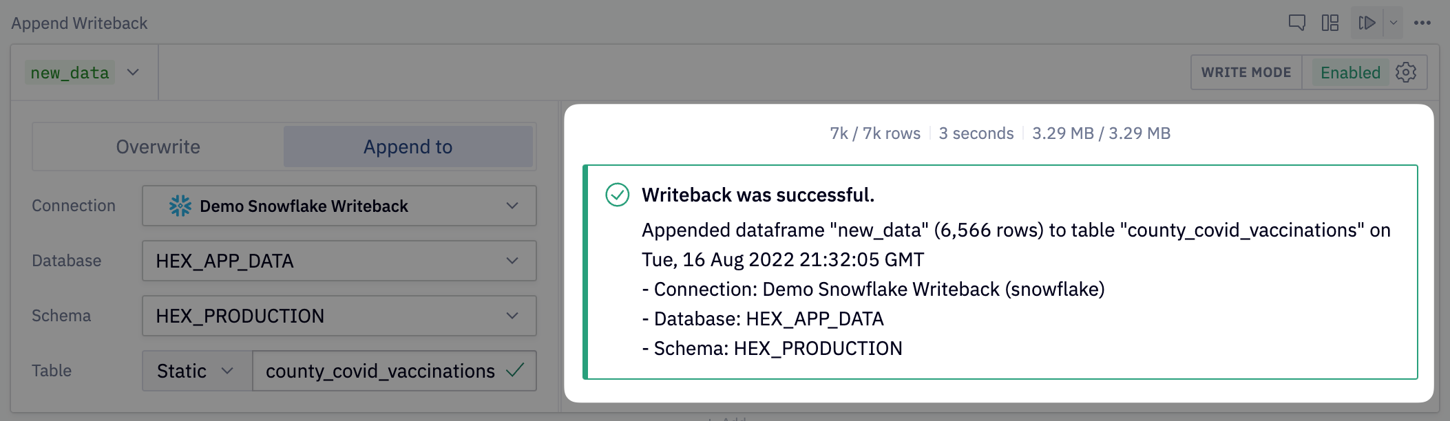 Writeback to your database | Learn | Hex Technologies